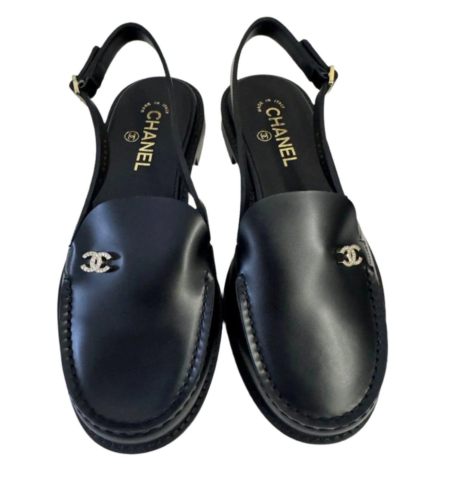 Chanel Black Slingback Loafers - Size FR 42